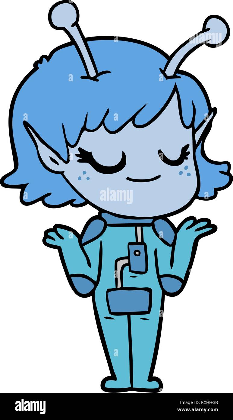 smiling alien girl cartoon Stock Vector Image & Art - Alamy