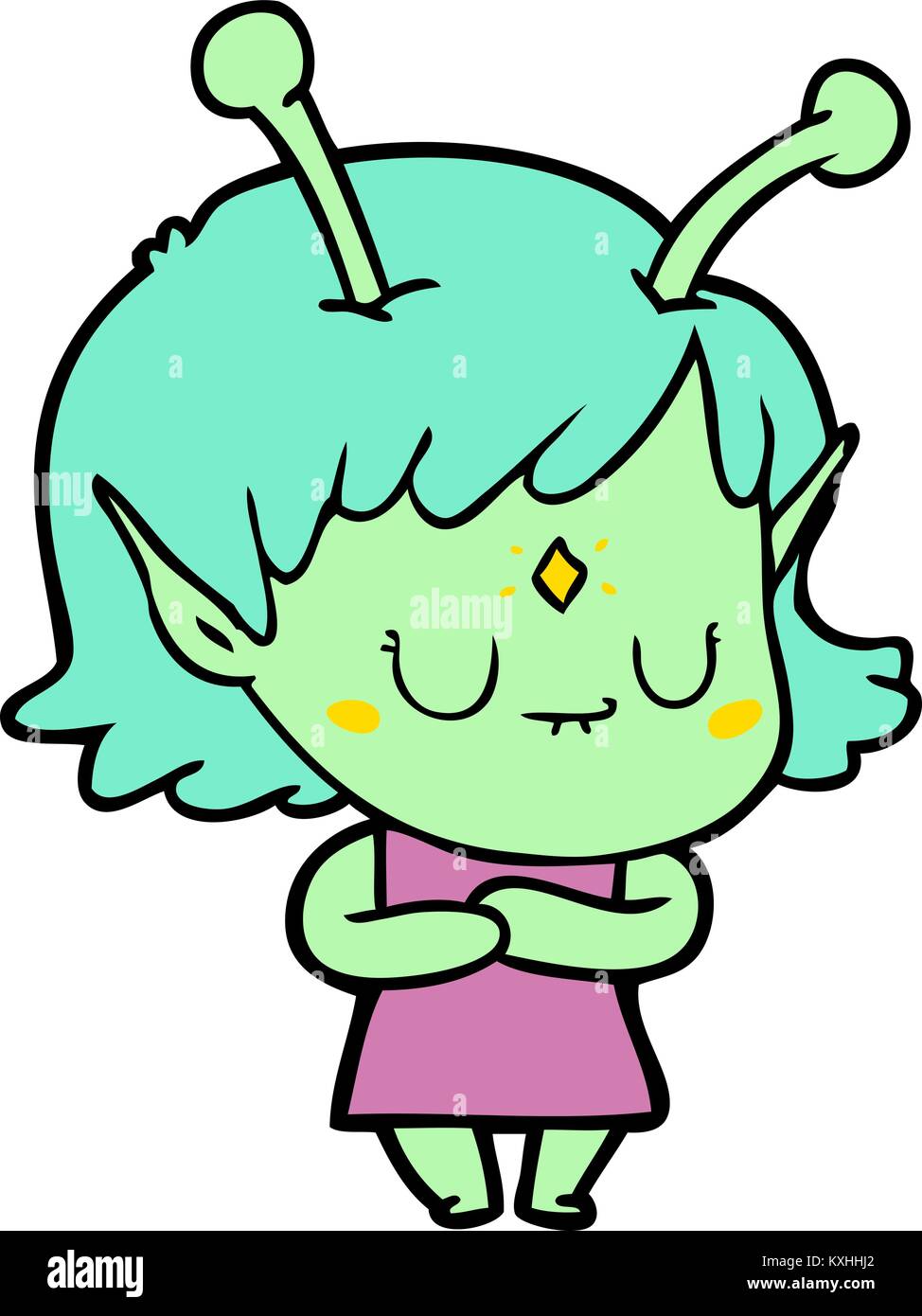 cartoon alien girl Stock Vector Image & Art - Alamy