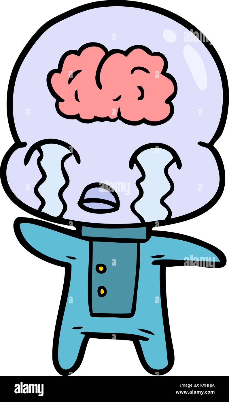 cartoon big brain alien crying Stock Vector Image & Art - Alamy