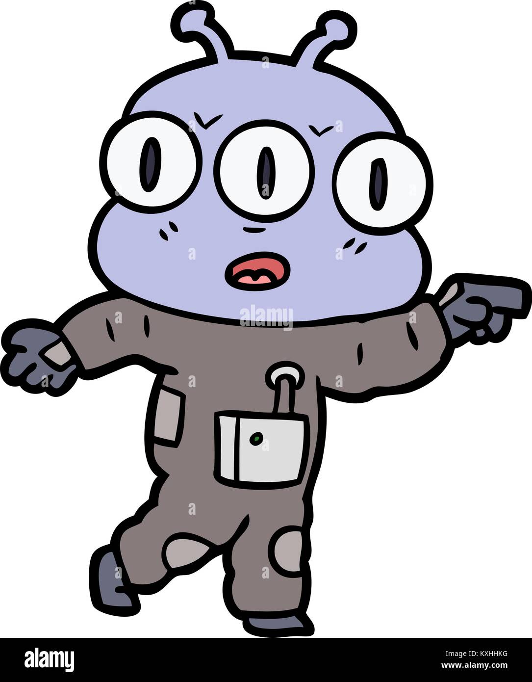 cartoon three eyed alien pointing Stock Vector Image & Art - Alamy
