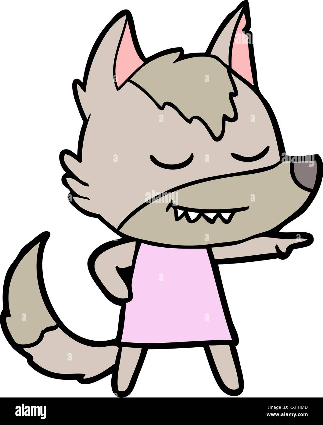 friendly cartoon wolf girl pointing Stock Vector Image & Art - Alamy