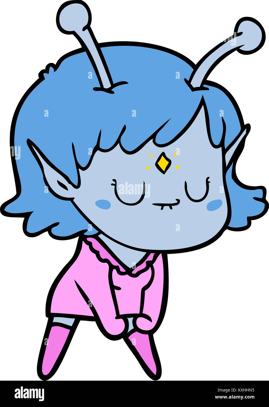 cartoon alien girl doing muscle pose Stock Vector Image & Art - Alamy