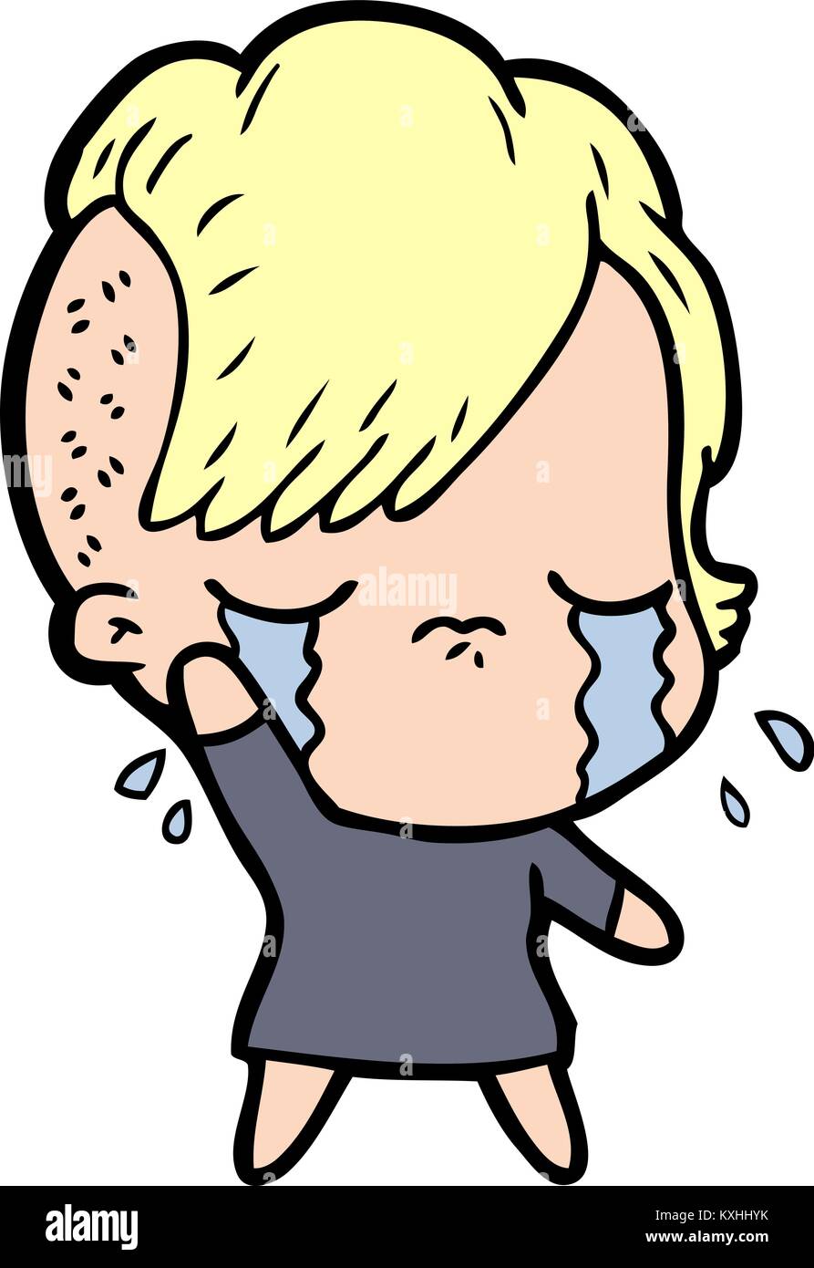 cartoon crying girl waving Stock Vector Image & Art - Alamy