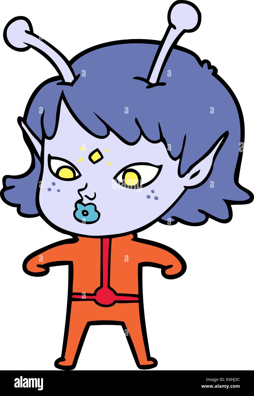 pretty cartoon alien girl Stock Vector Image & Art - Alamy