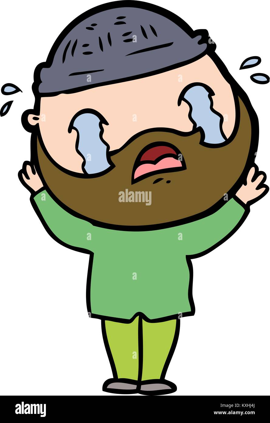 cartoon bearded man crying Stock Vector Image & Art - Alamy