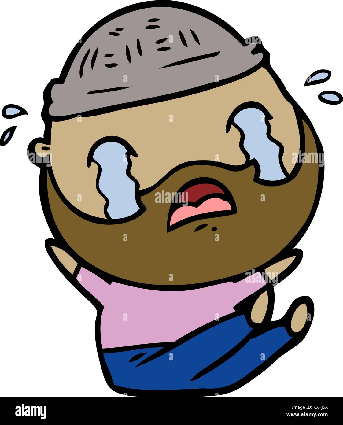 cartoon bearded man crying Stock Vector Image & Art - Alamy