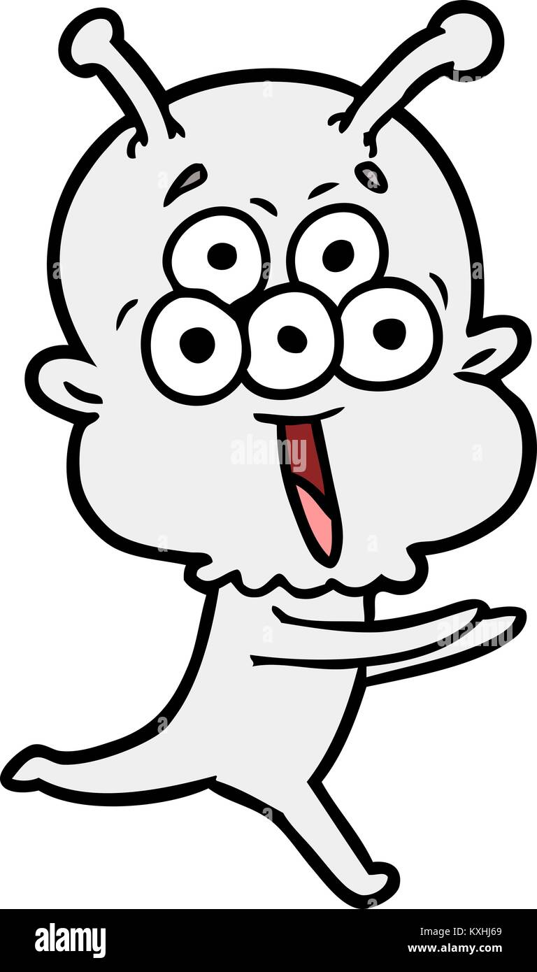happy cartoon alien running Stock Vector Image & Art - Alamy