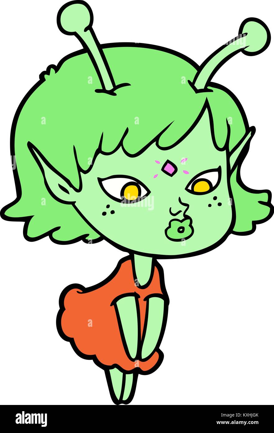 pretty cartoon alien girl Stock Vector Image & Art - Alamy