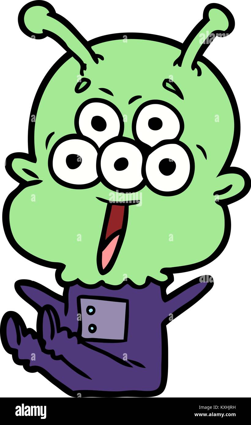 happy cartoon alien Stock Vector Image & Art - Alamy