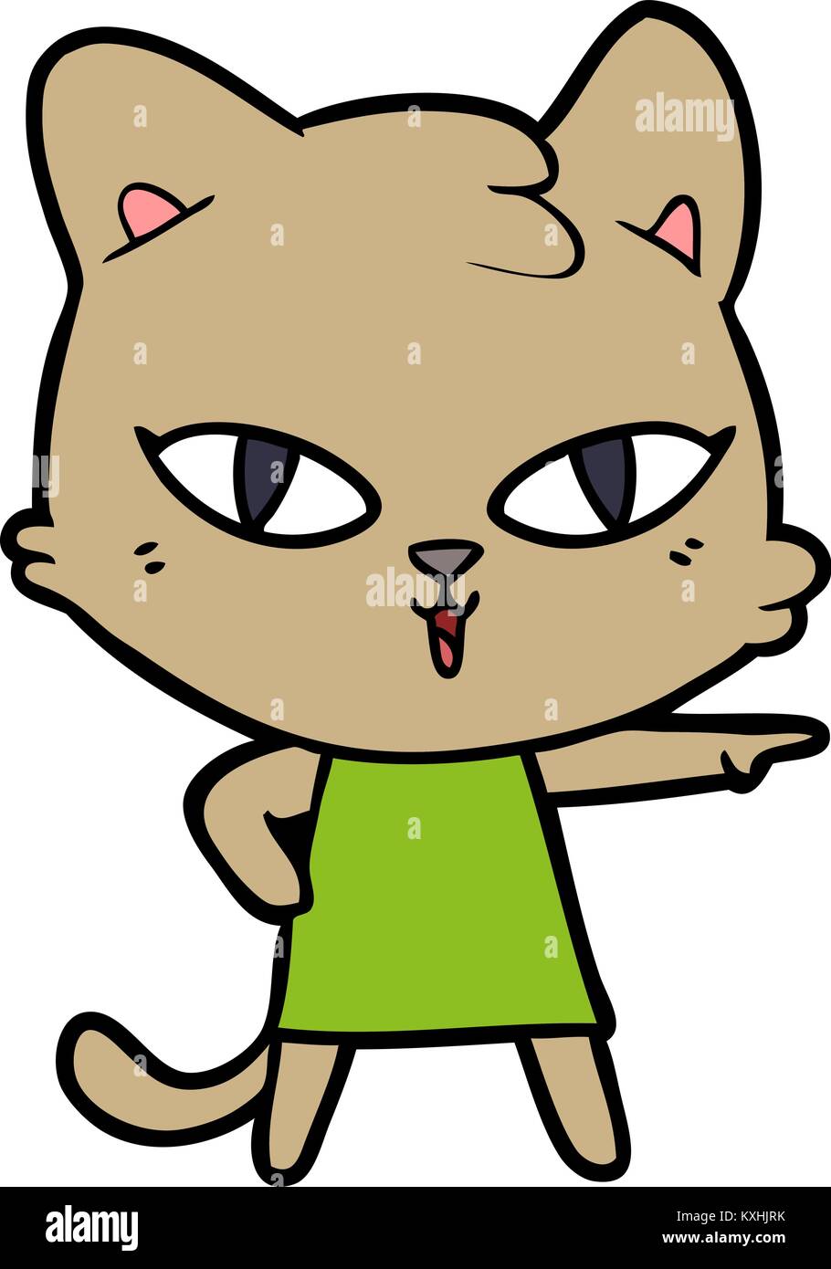 Cartoon Cat In Dress Pointing Stock Vector Image And Art Alamy