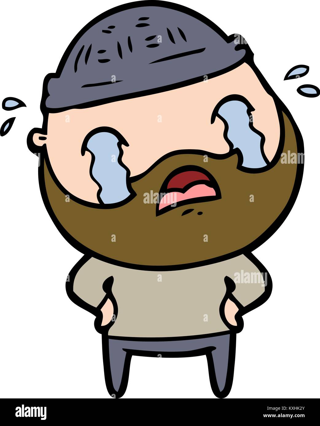 cartoon bearded man crying Stock Vector Image & Art - Alamy