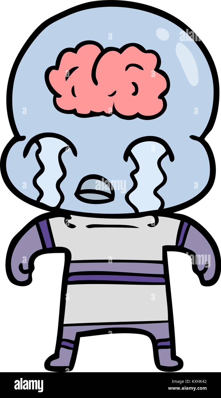 cartoon big brain alien crying Stock Vector Image & Art - Alamy