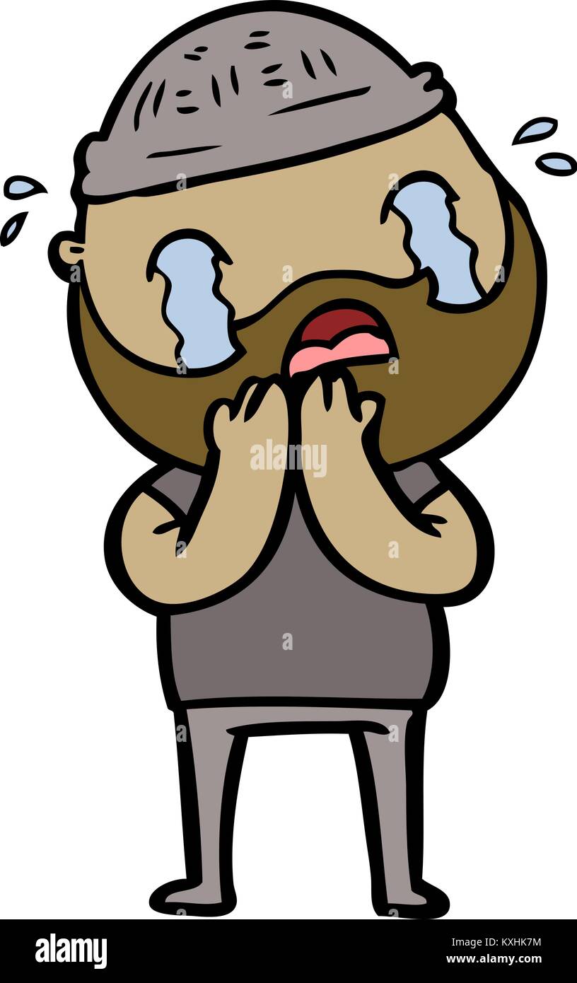 cartoon bearded man crying Stock Vector Image & Art - Alamy