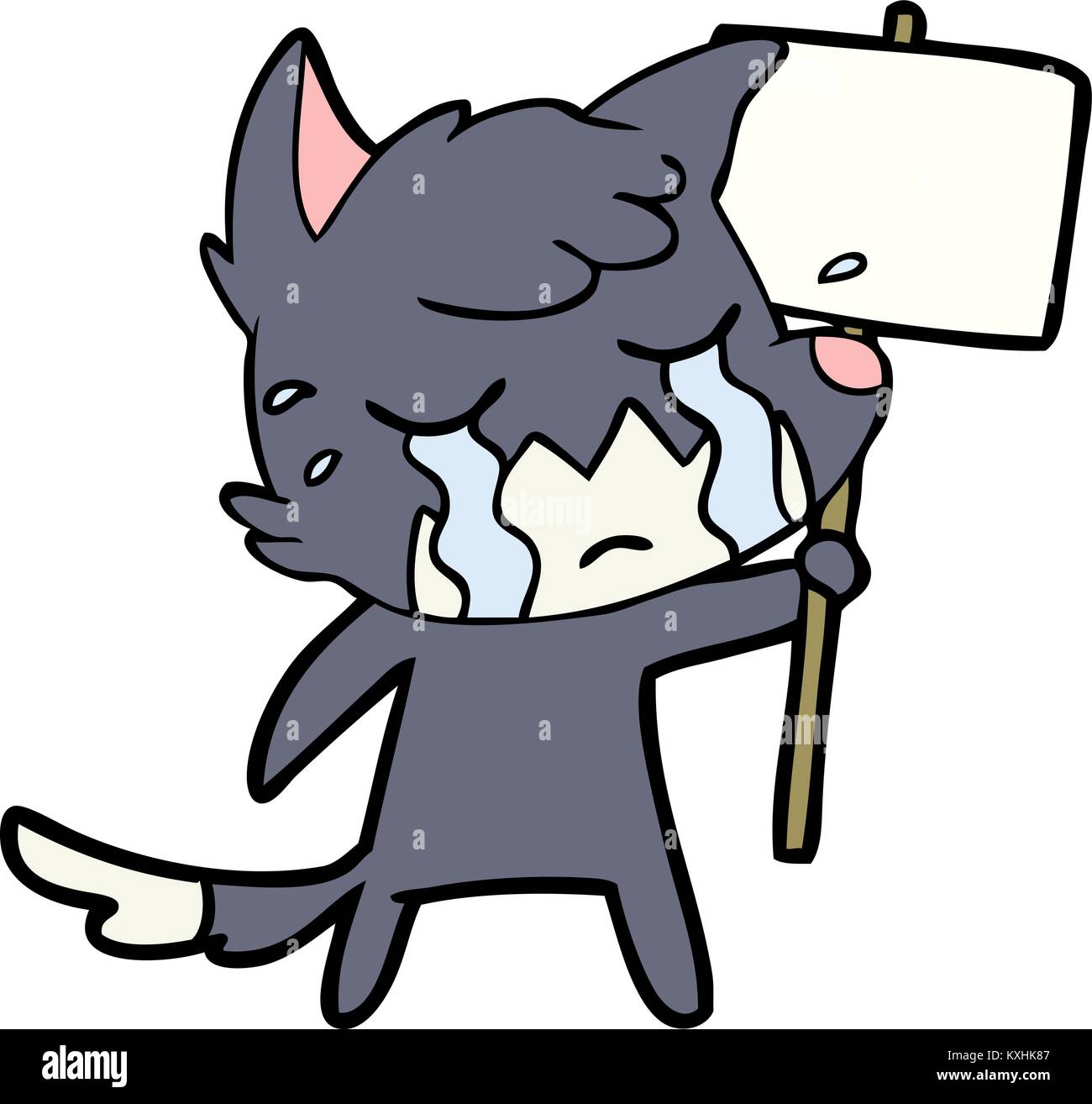 crying fox cartoon with placard Stock Vector Image & Art - Alamy