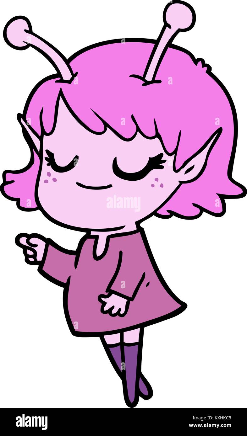 smiling alien girl cartoon Stock Vector Image & Art - Alamy