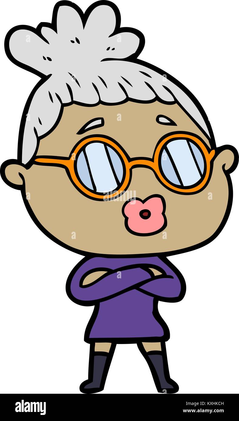 cartoon woman wearing spectacles Stock Vector Image & Art - Alamy