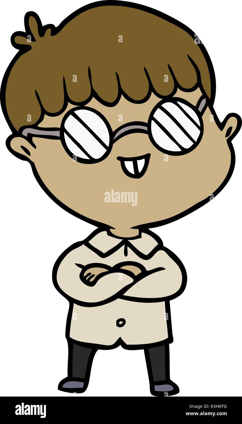 cartoon boy wearing spectacles Stock Vector Image & Art - Alamy