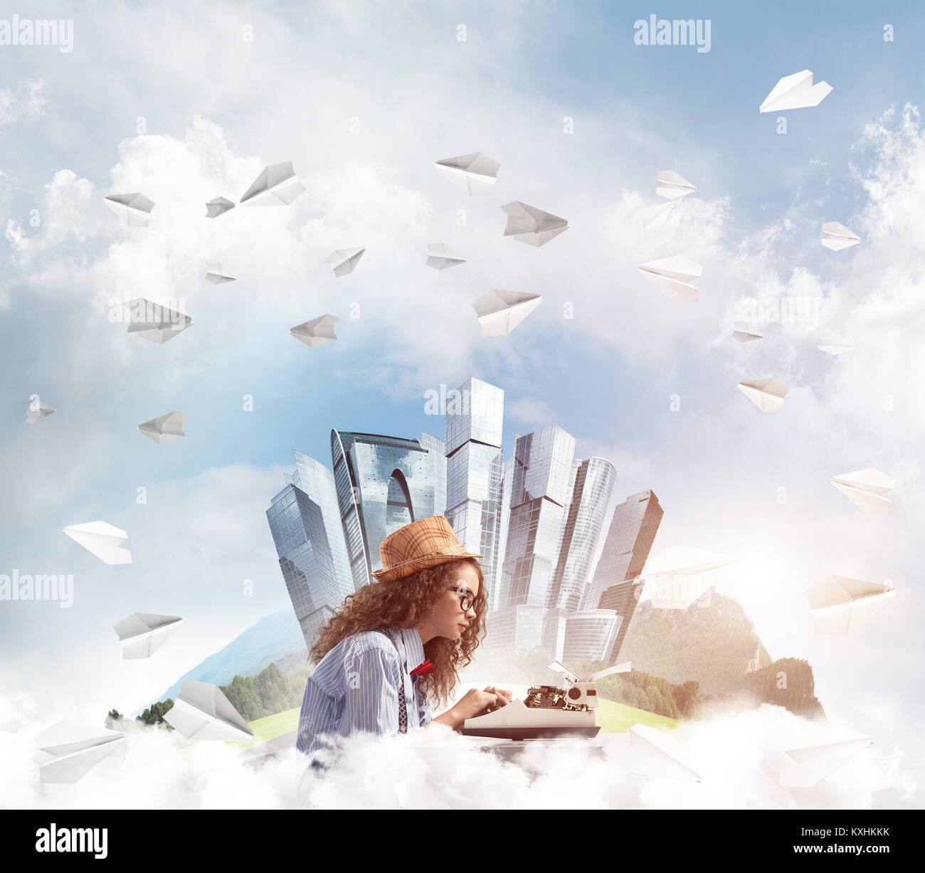Woman thinking cloud letter hi-res stock photography and images - Alamy
