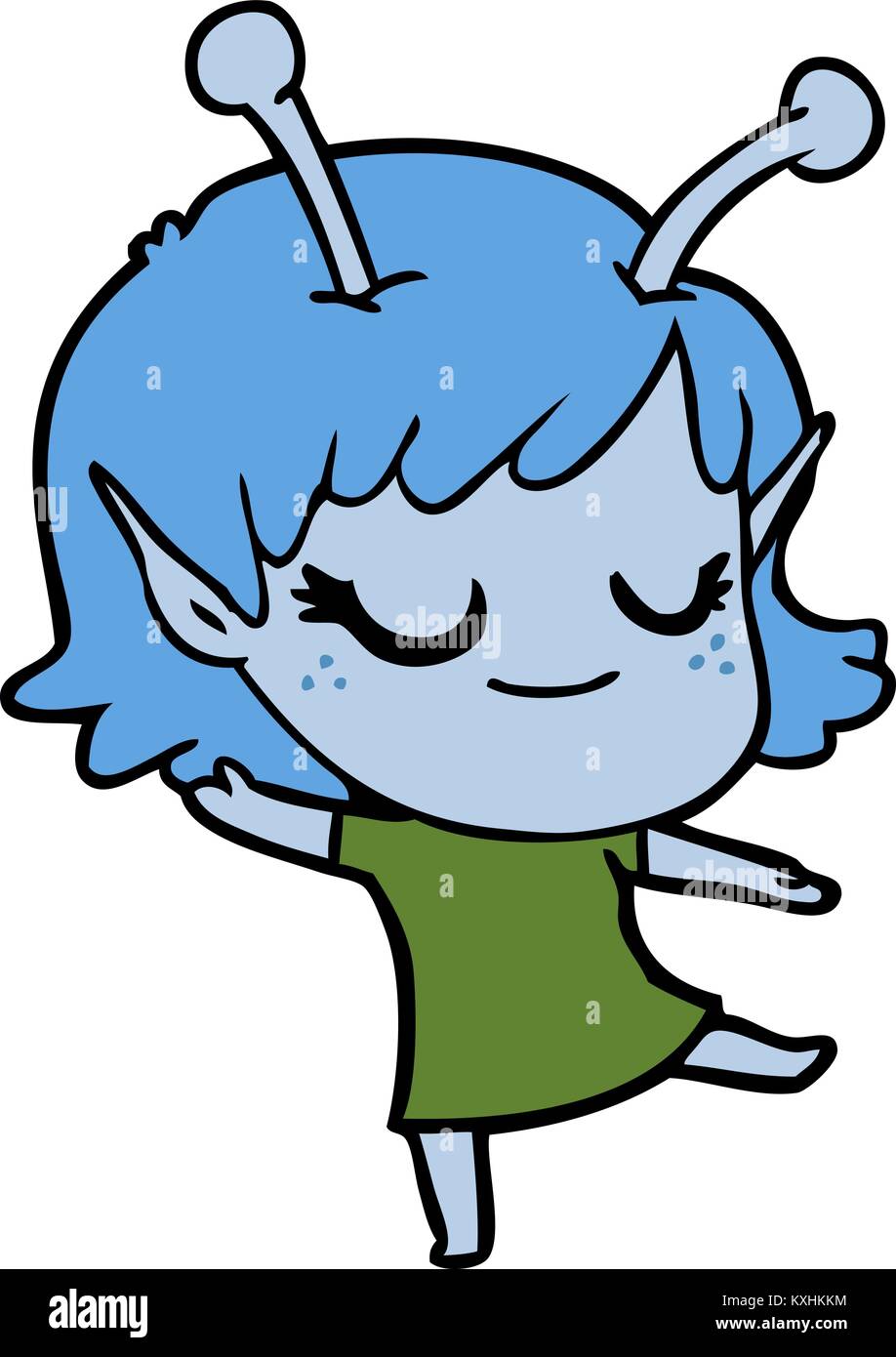 smiling alien girl cartoon Stock Vector Image & Art - Alamy