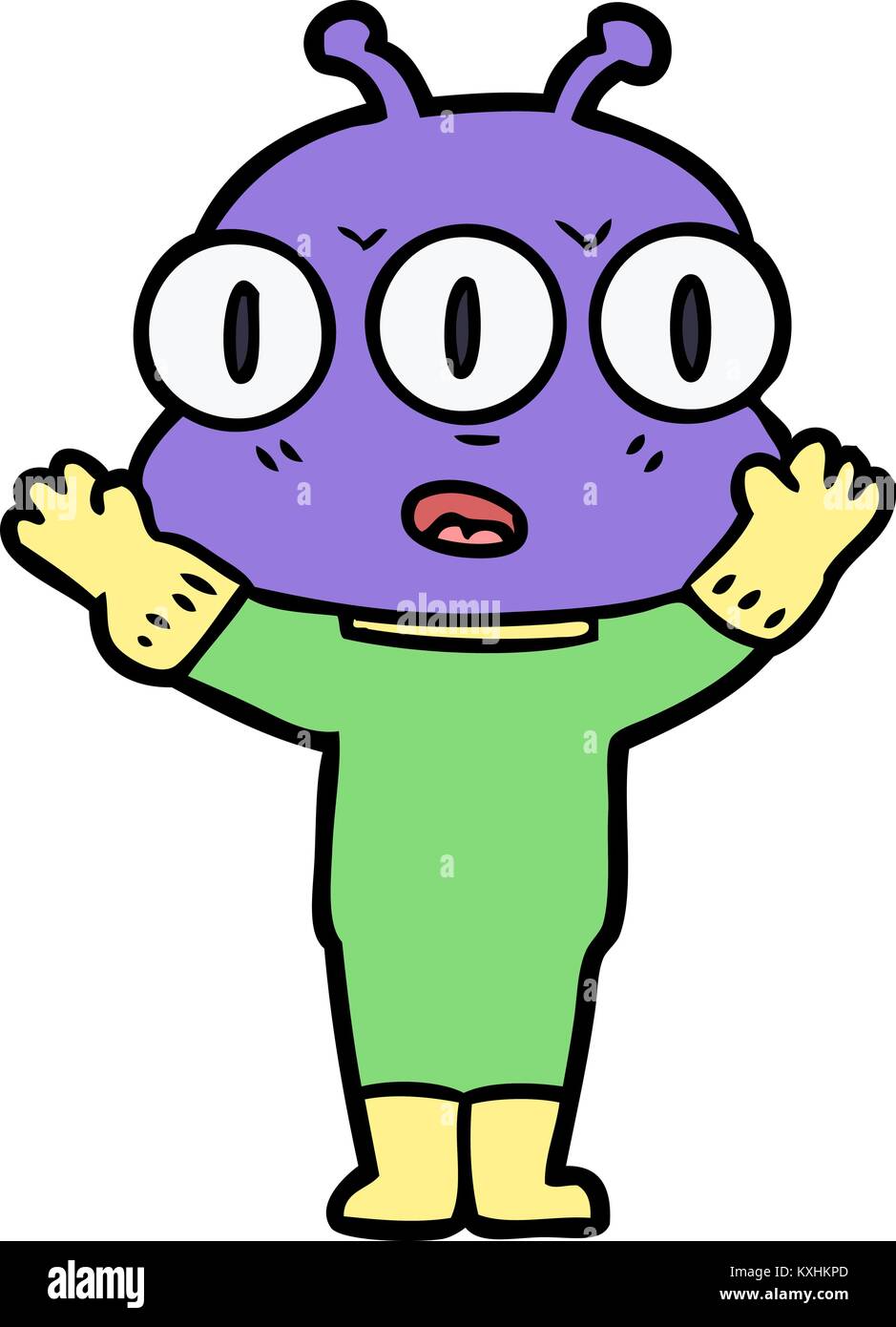 cartoon three eyed alien Stock Vector Image & Art - Alamy