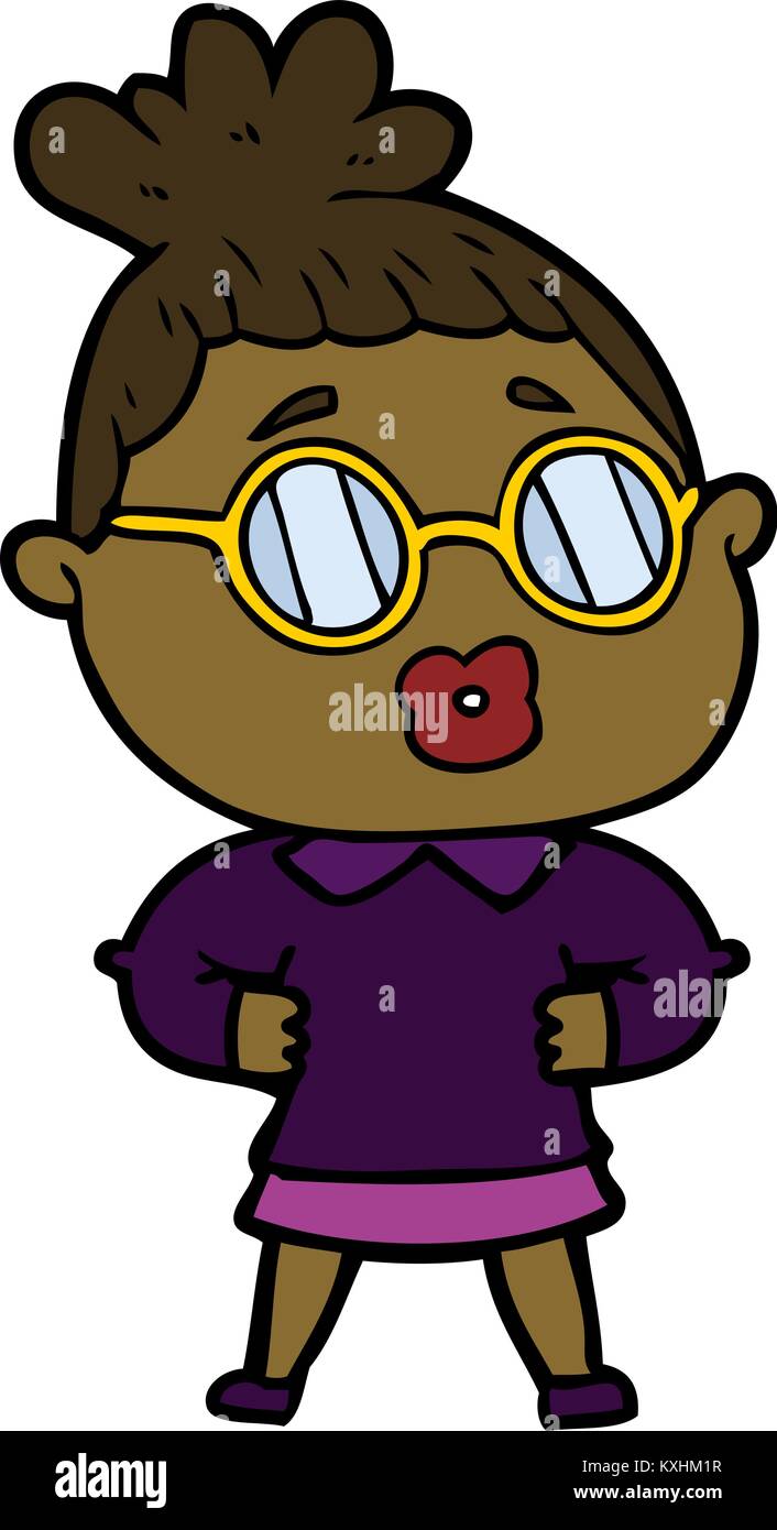 cartoon woman wearing spectacles Stock Vector Image & Art - Alamy