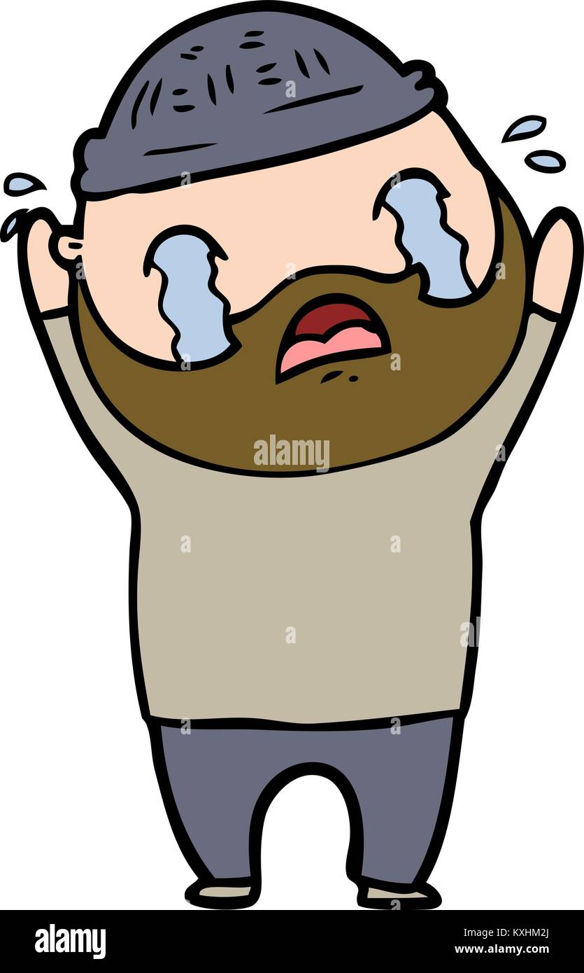 cartoon bearded man crying Stock Vector Image & Art - Alamy