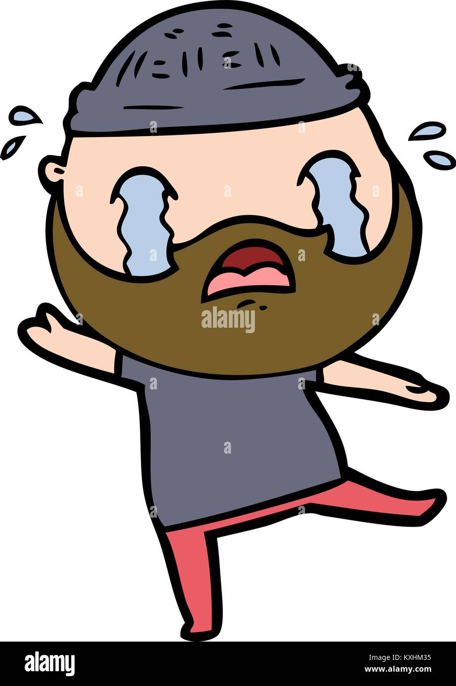 cartoon bearded man crying Stock Vector Image & Art - Alamy