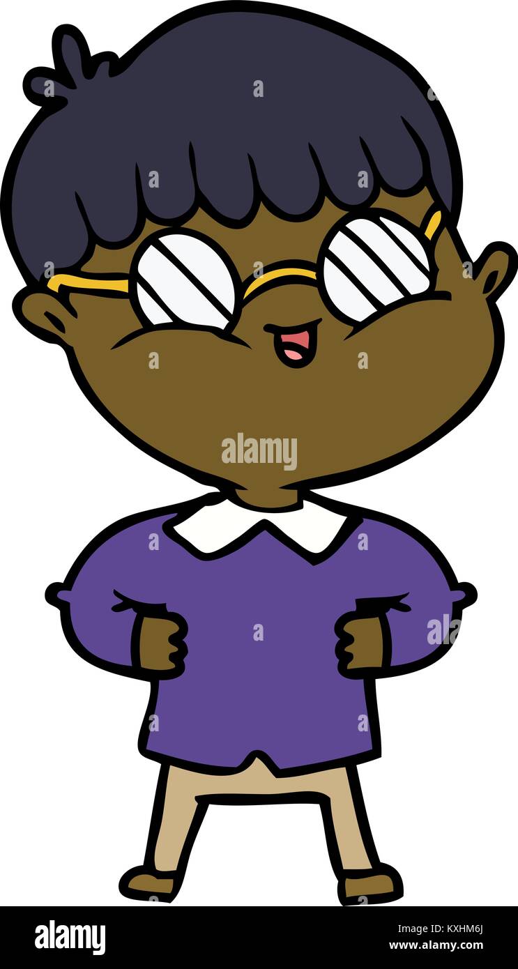 cartoon boy wearing spectacles Stock Vector Image & Art - Alamy