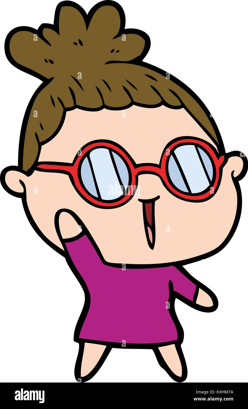 cartoon woman wearing spectacles Stock Vector Image & Art - Alamy