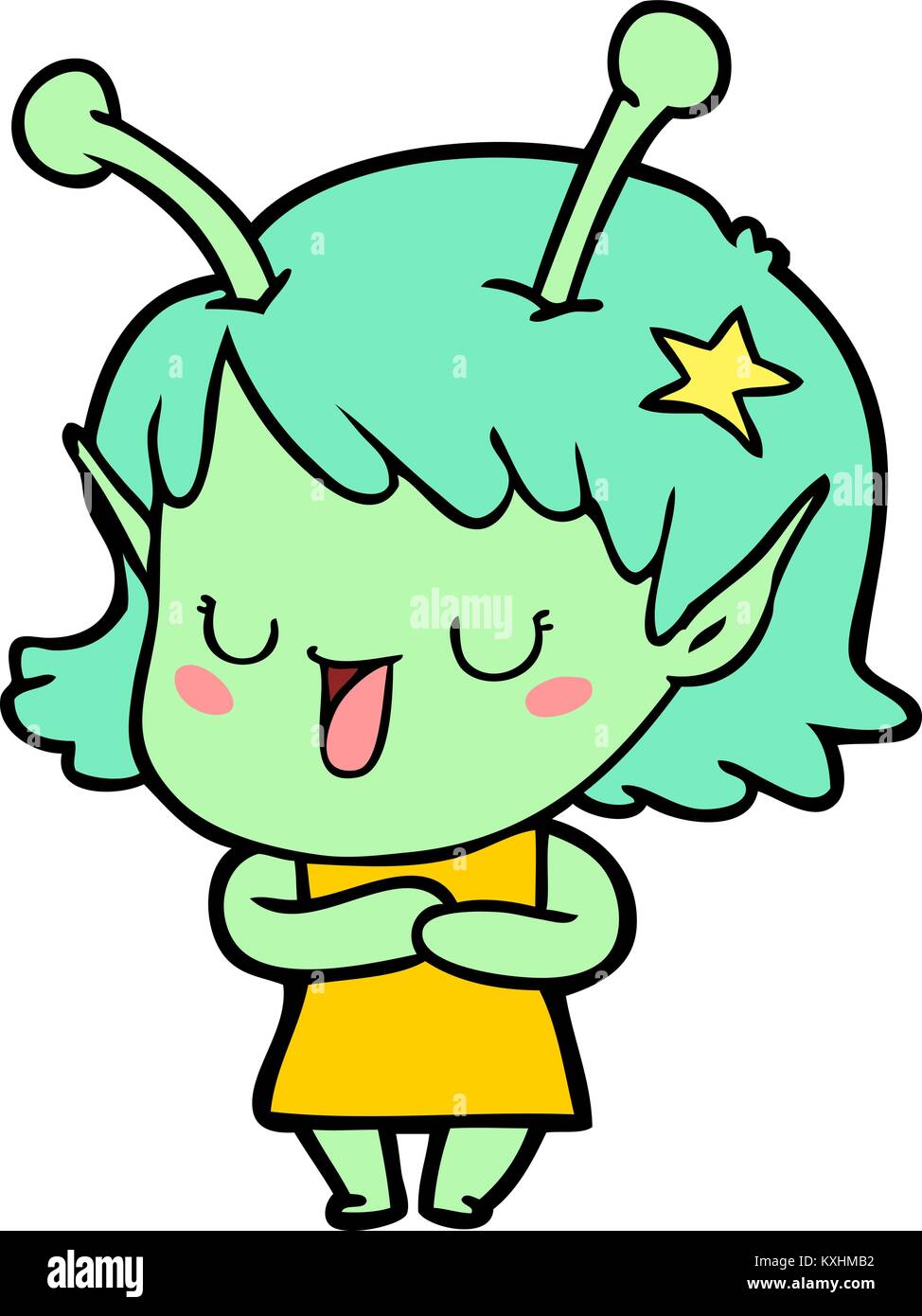 happy alien girl cartoon Stock Vector Image & Art - Alamy