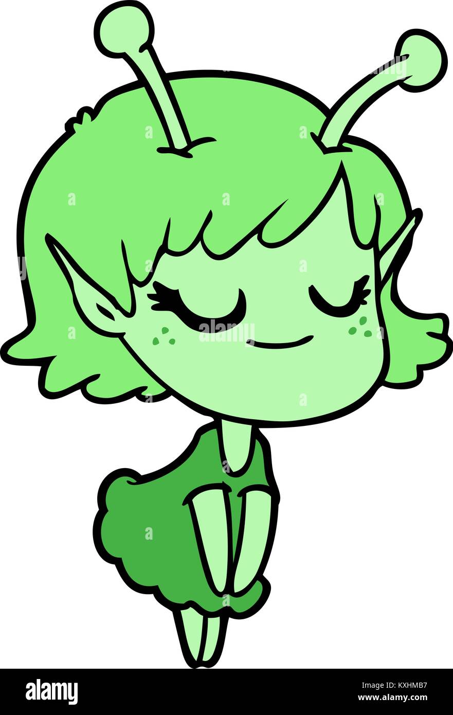 smiling alien girl cartoon Stock Vector Image & Art - Alamy