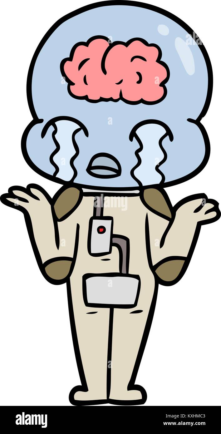 cartoon big brain alien crying Stock Vector Image & Art - Alamy