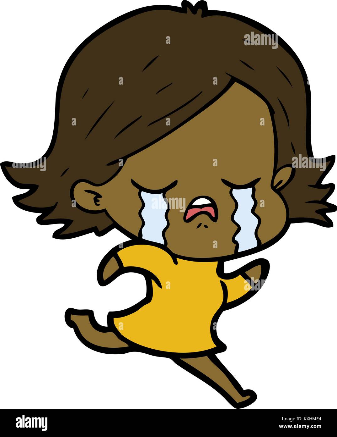 cartoon girl crying whilst running Stock Vector Image & Art - Alamy