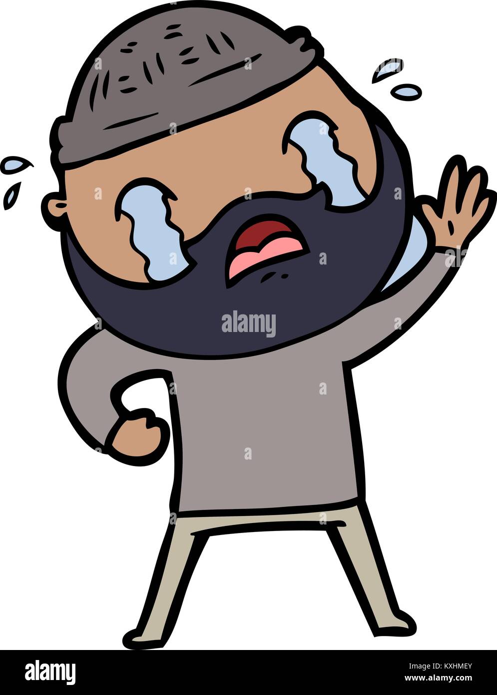 cartoon bearded man waving and crying Stock Vector Image & Art - Alamy