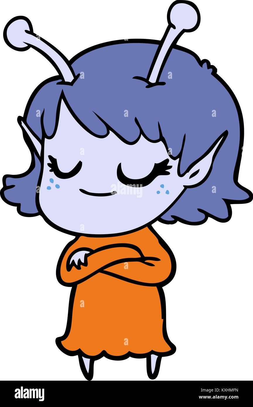 smiling alien girl cartoon Stock Vector Image & Art - Alamy