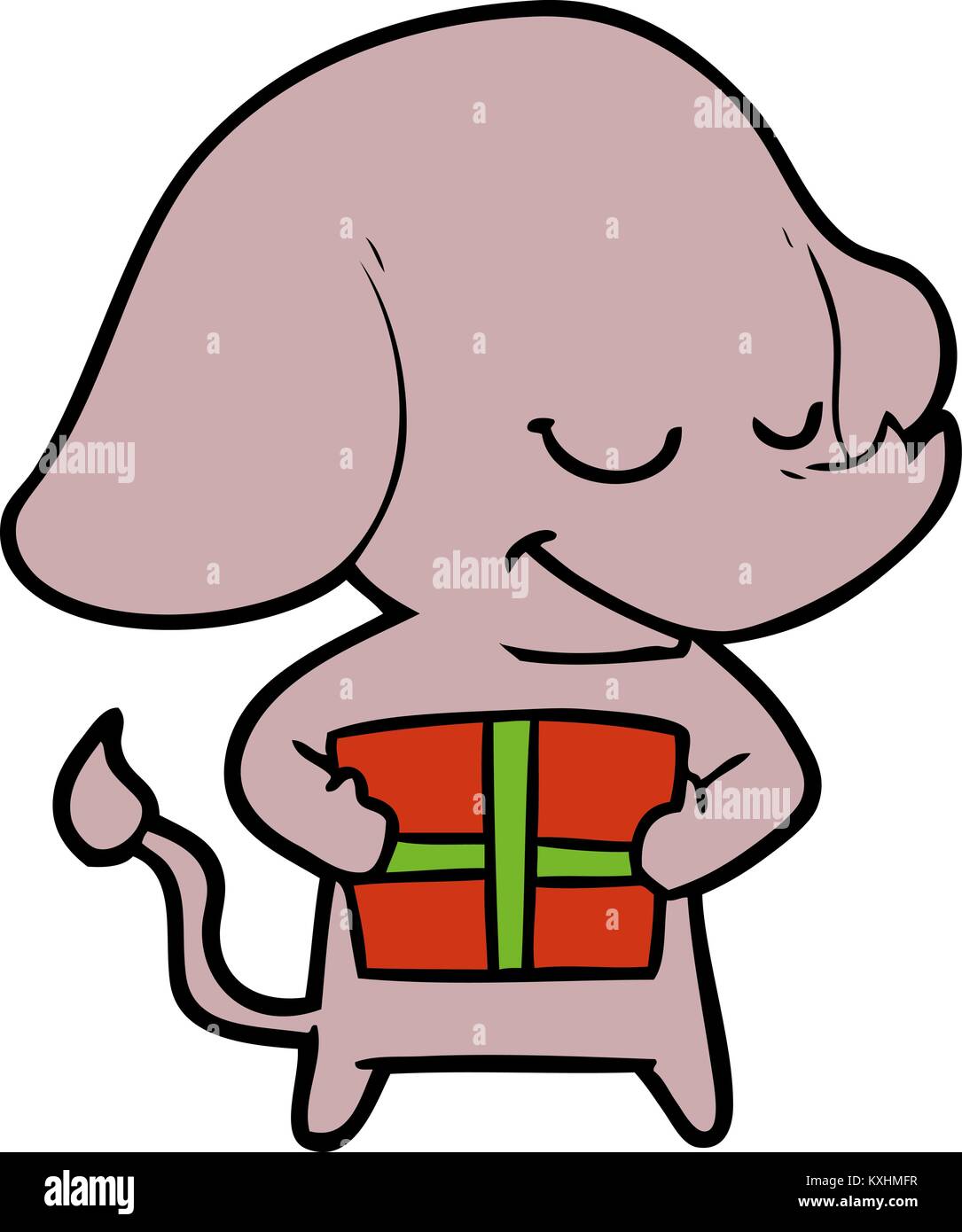 cartoon smiling elephant with present Stock Vector Image & Art - Alamy