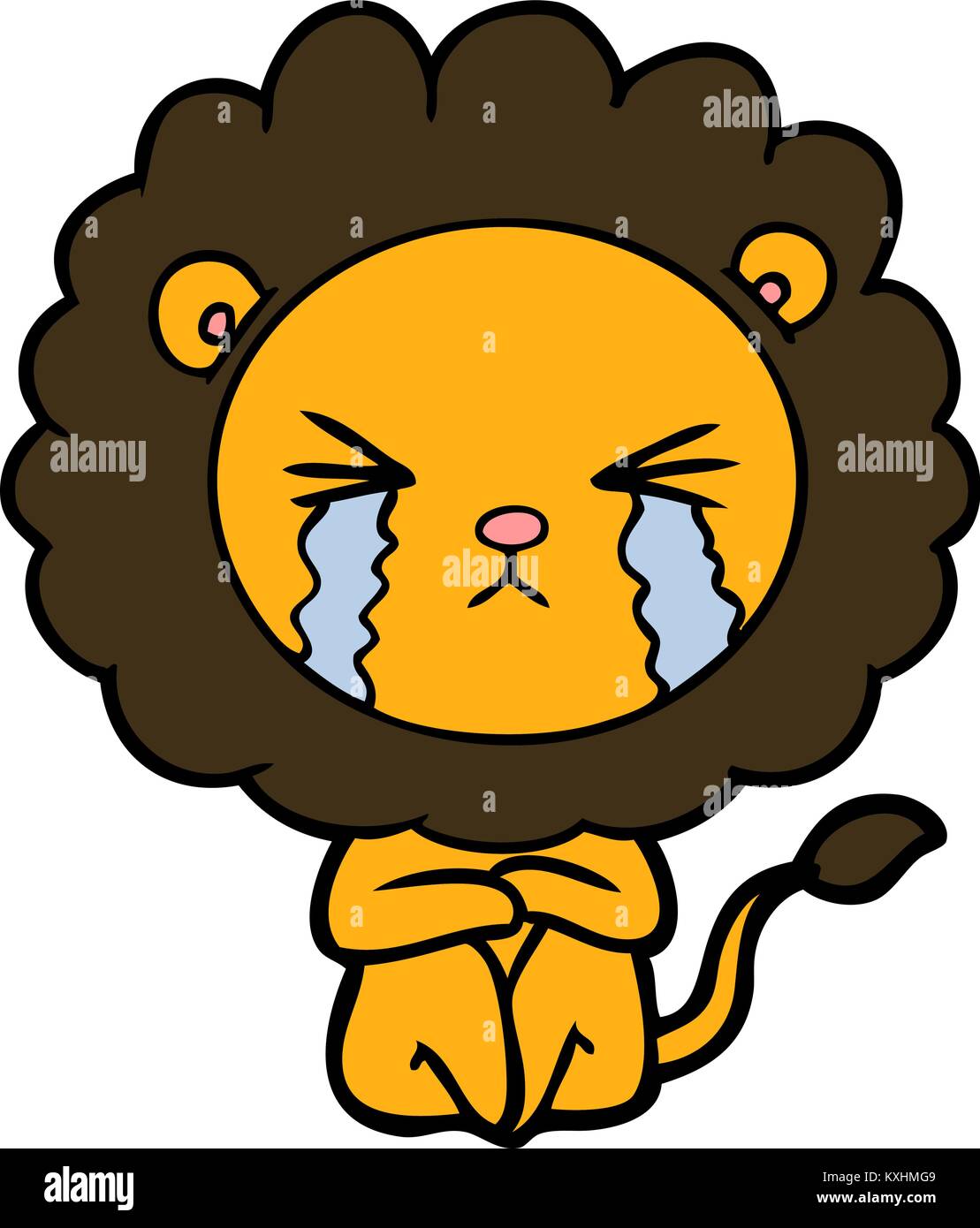 cartoon crying lion sitting huddled up Stock Vector Image & Art - Alamy