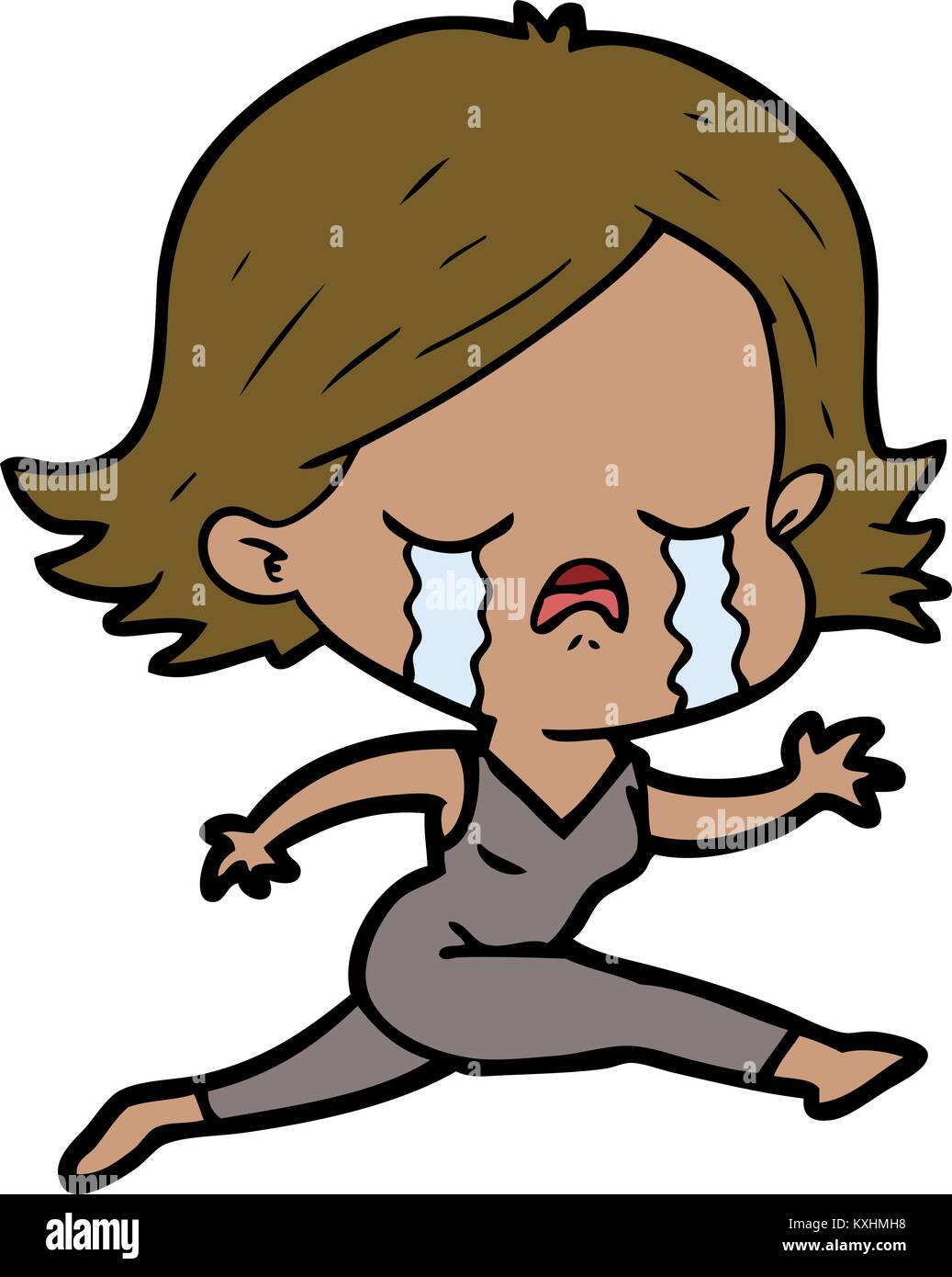cartoon girl crying whilst running Stock Vector Image & Art - Alamy
