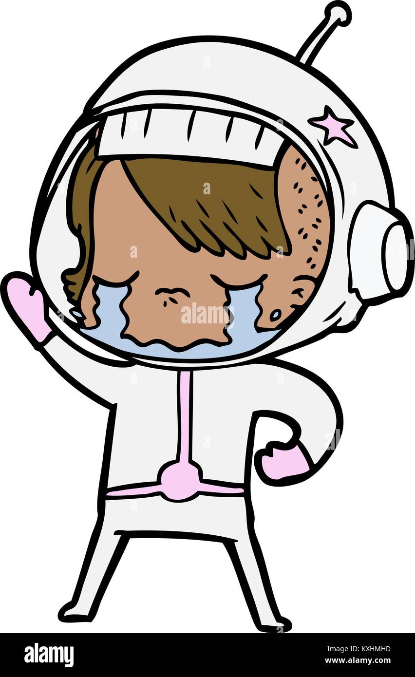 cartoon crying astronaut girl Stock Vector Image & Art - Alamy