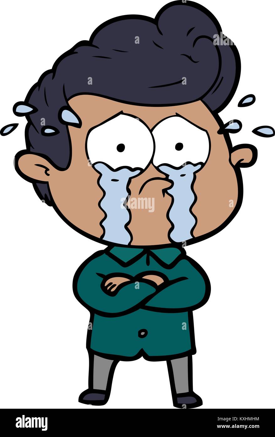 cartoon crying man with crossed arms Stock Vector Image & Art - Alamy