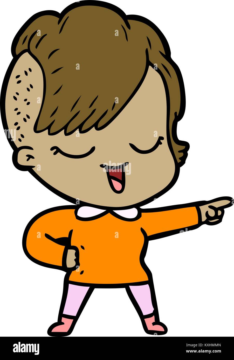 happy cartoon girl pointing Stock Vector Image & Art - Alamy