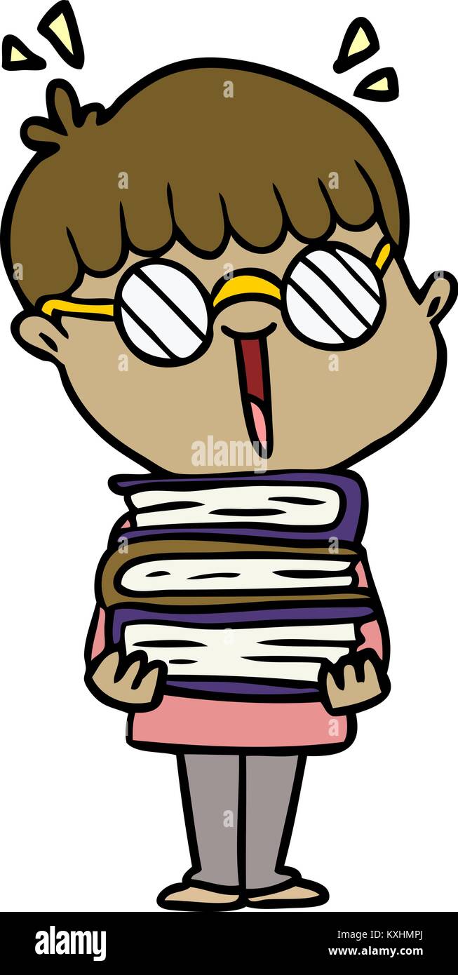 cartoon boy with amazing books Stock Vector Image & Art - Alamy