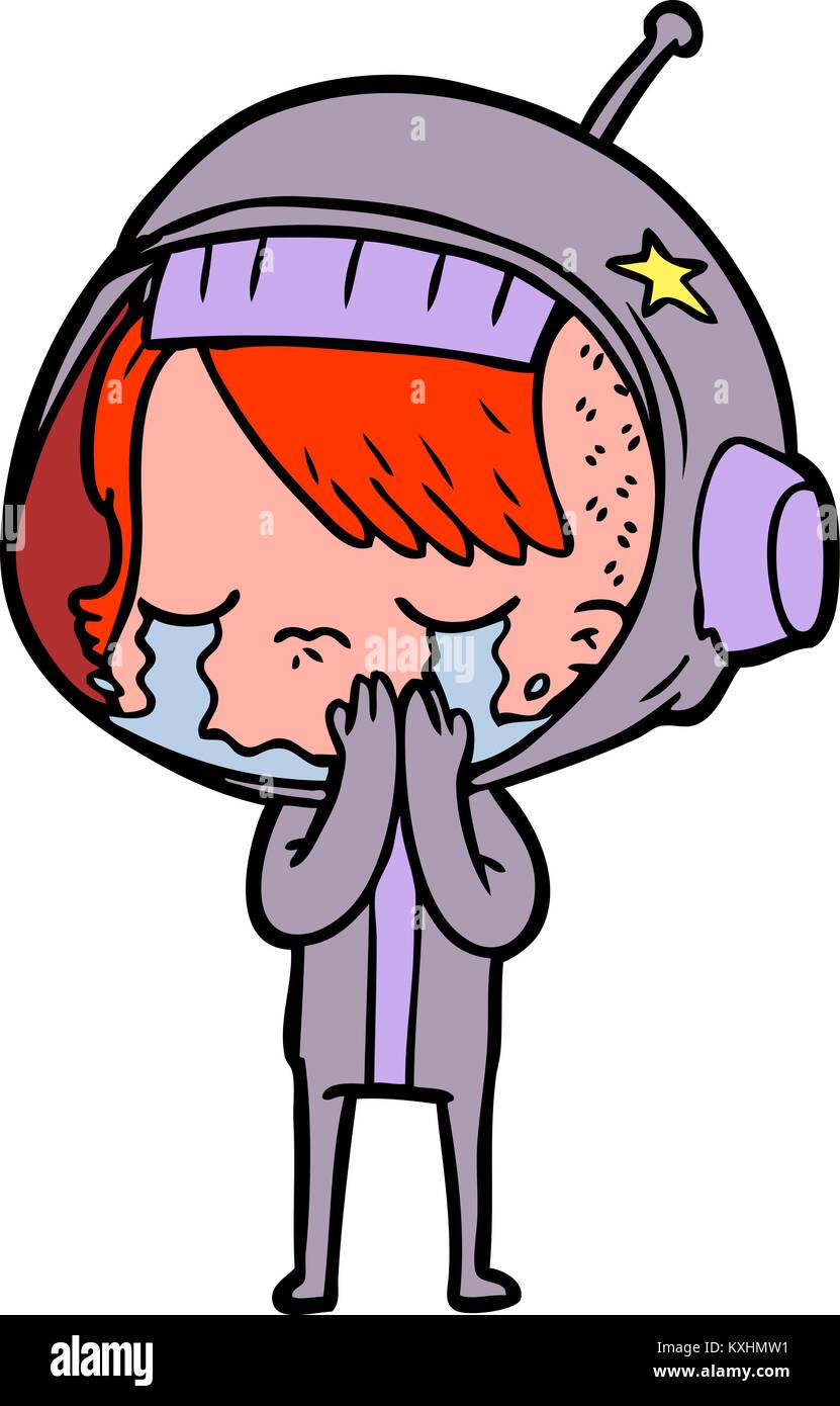 cartoon crying astronaut girl Stock Vector Image & Art - Alamy