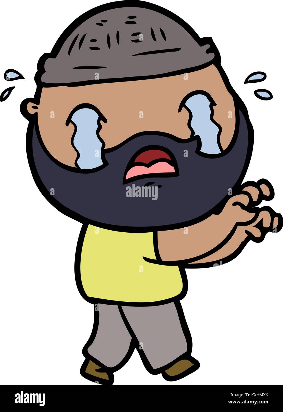 cartoon bearded man crying Stock Vector Image & Art - Alamy