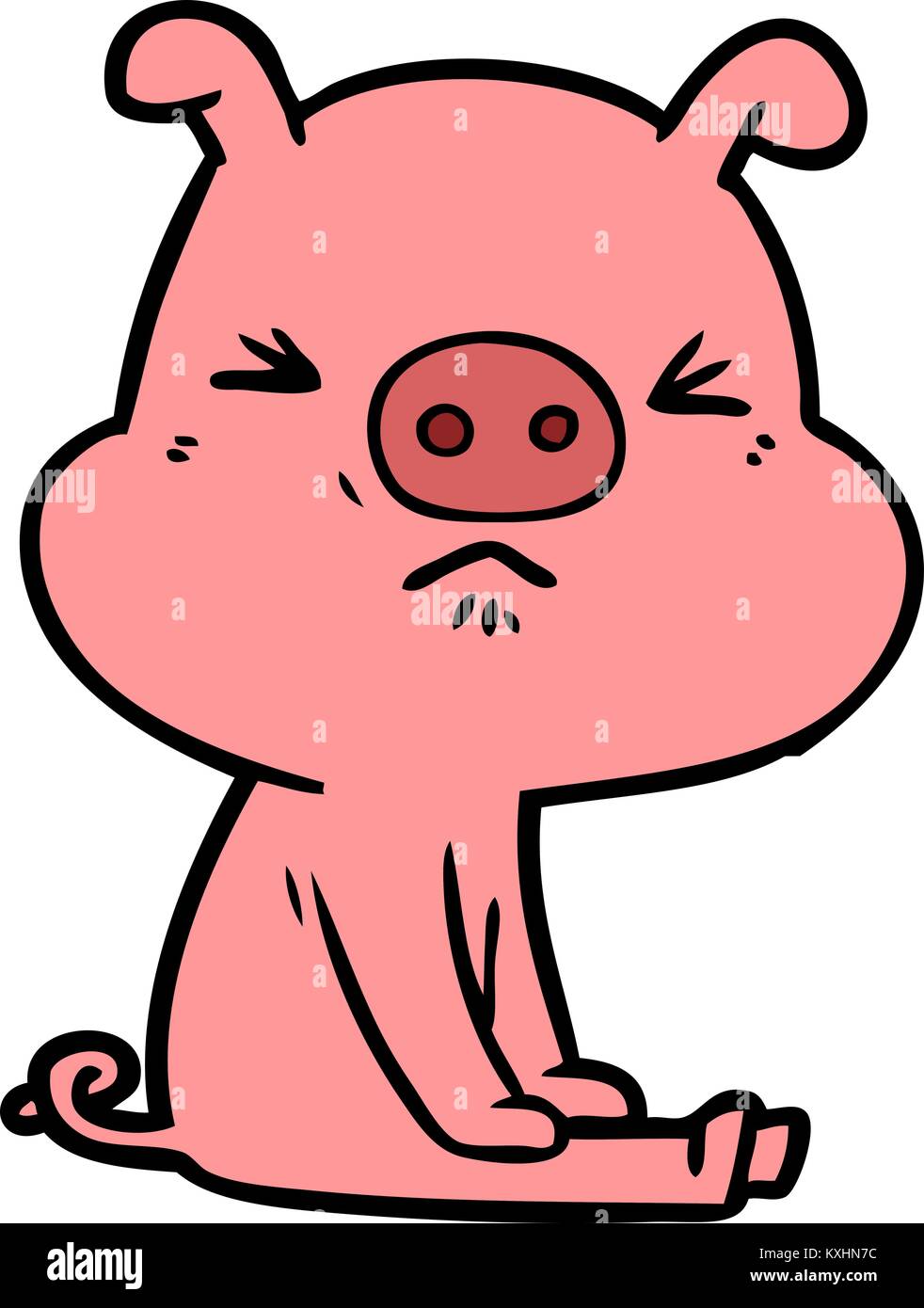 cartoon angry pig sat waiting Stock Vector Image & Art - Alamy