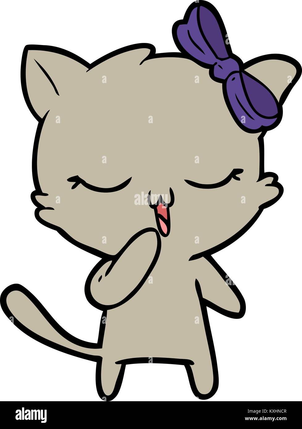 cartoon cat with bow on head Stock Vector Image & Art - Alamy