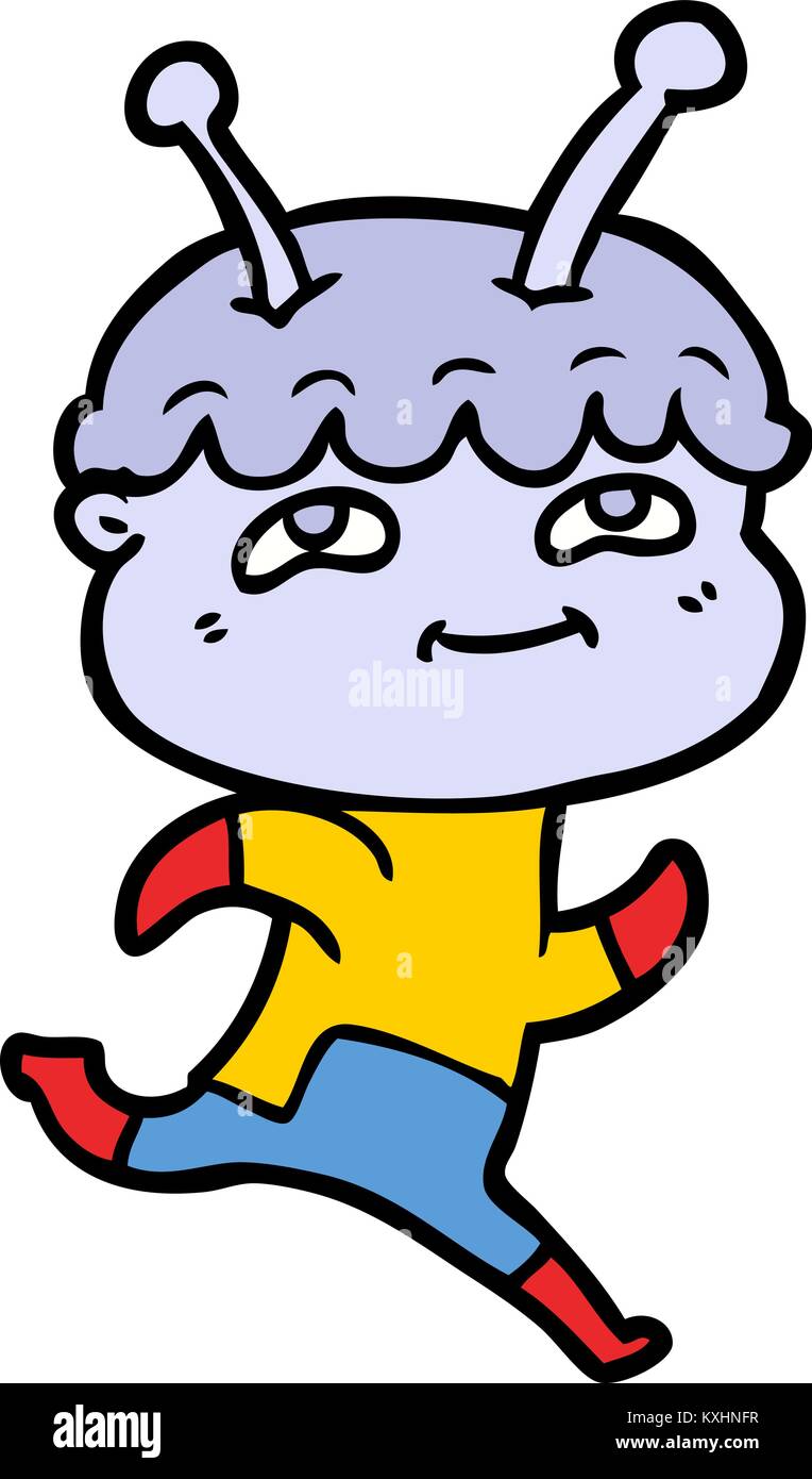 friendly cartoon spaceman running Stock Vector Image & Art - Alamy