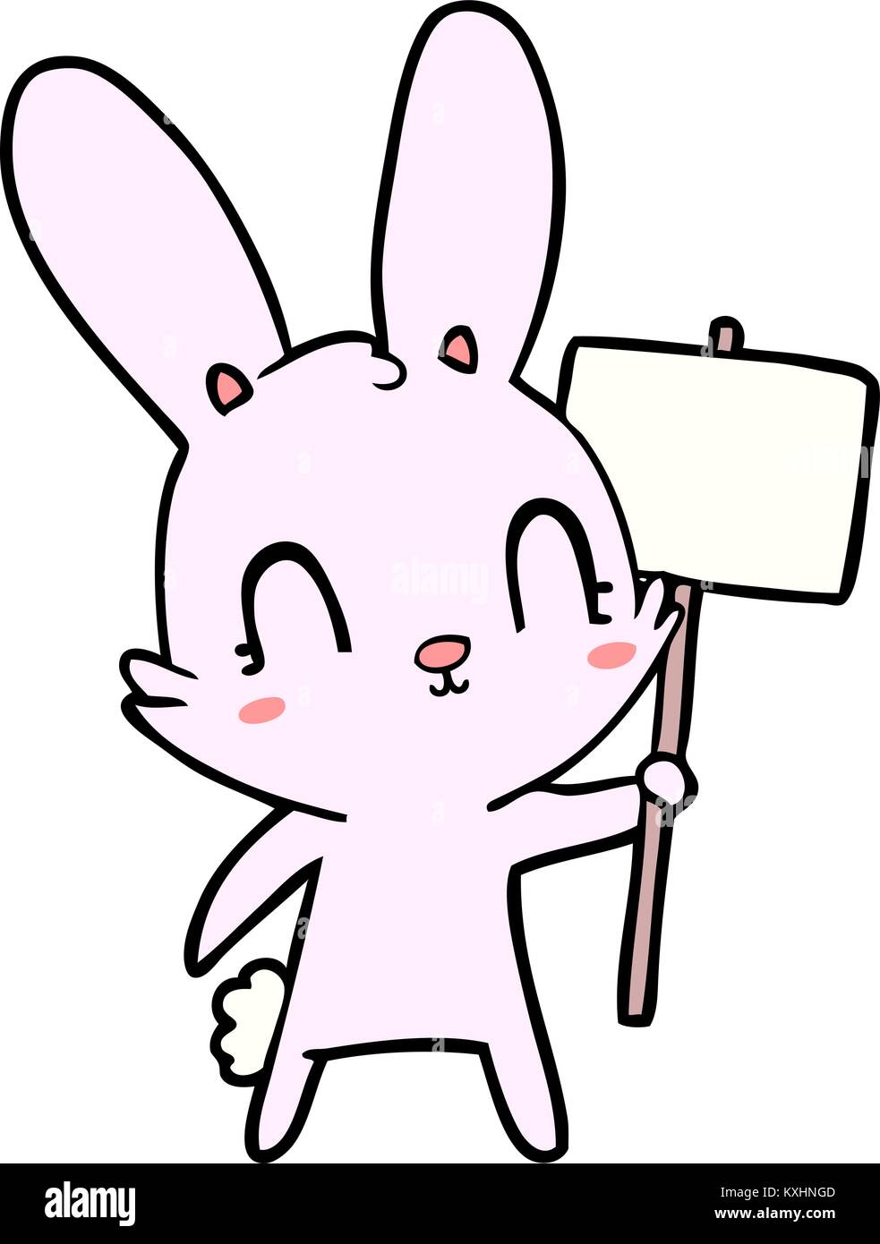 cute cartoon rabbit with sign Stock Vector Image & Art - Alamy
