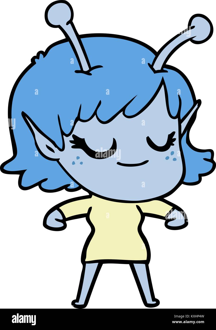 smiling alien girl cartoon Stock Vector Image & Art - Alamy
