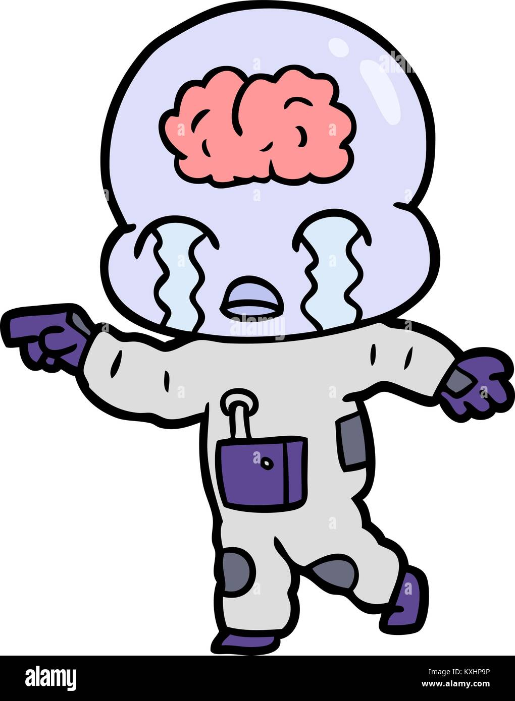 cartoon big brain alien crying Stock Vector Image & Art - Alamy